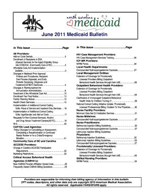 June 2011 Medicaid Bulletin NC Department Of Health And Human