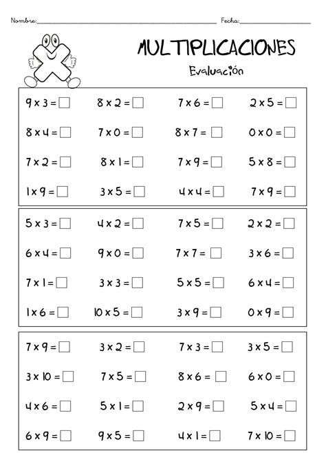 Ejercicios De Multiplicaciones