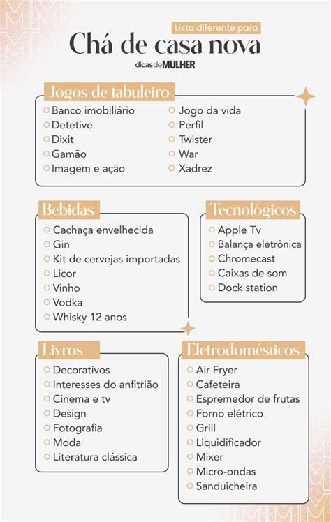 Lista de chá de casa nova saiba o que pedir