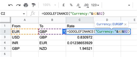 How To Use The Google Finance Currency Function