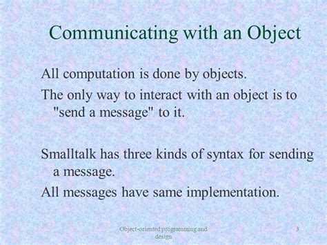 object oriented programming and design 1 smalltalk in a nutshell objects and classes messages
