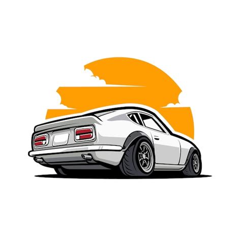 Ilustración de vector de coche deportivo japonés clásico premium lo