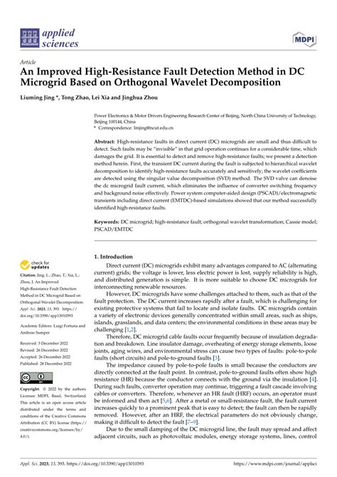 pdf an improved high resistance fault detection method in dc microgrid based on orthogonal