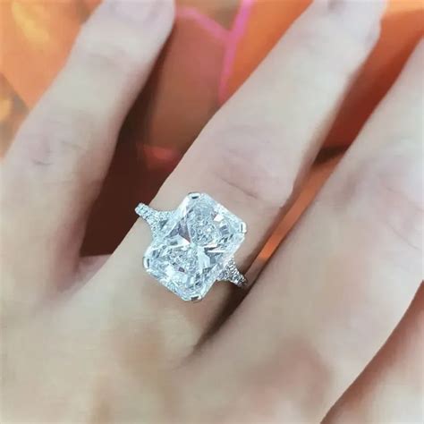 4ct Elongated Radiant Cut Diamond Engagement Ring CVD Diamond IGI