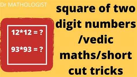 square of two digit numbers in seconds vedic maths shortcut tricks youtube