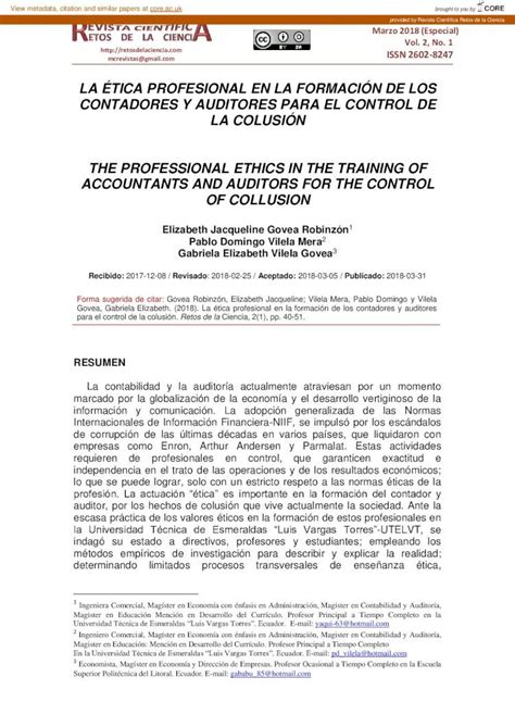 Pdf La Tica Profesional En La Formaci N De Los Revista