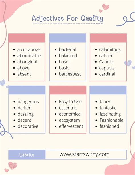 1250 Adjective Words To Describe Quality