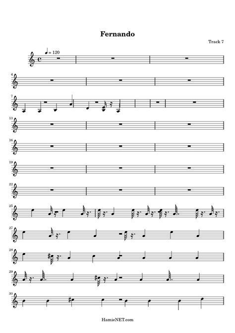 Fernando Sheet Music Fernando Score Hamienet