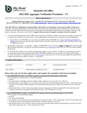 Fillable Online 2022 2023 Aggregate Verification Worksheet V5 Fax Email