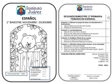 Instituto Juárez 2 Primaria Portadas segundo bimestre