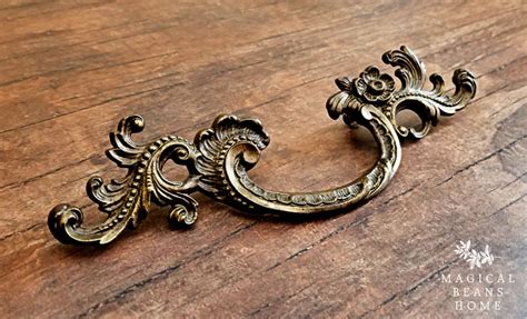 Vintage Keeler Brass Co Baroque Antiqued Gold French Drawer Pull In Solid Brass Magical Beans Home