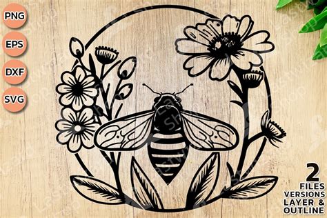 Honeybee With Flower Svg Worker Bee Svg Graphic By Lastwizard Shop