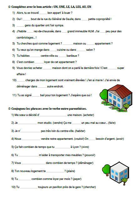 Exercice FLE Et Vie Pratique Le Logement En France P 3