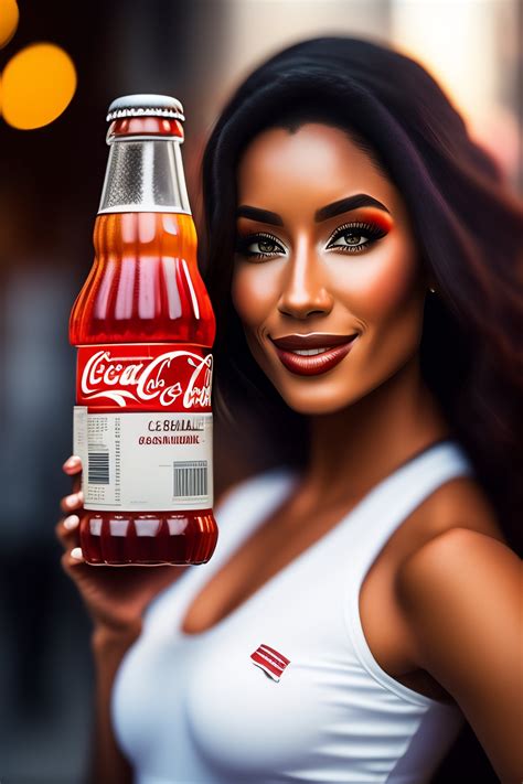 Lexica A Woman Holding A Coca Cola Bottle Realistic Instagram Model