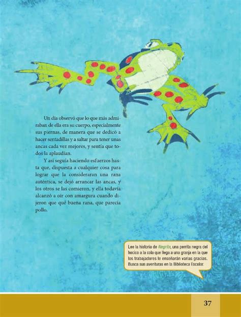 La Rana Que Quer A Ser Una Rana Aut Ntica Espa Ol Lecturas Sexto Grado