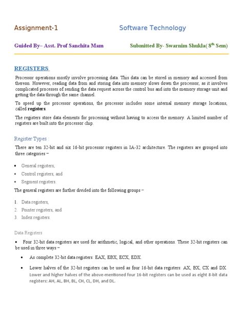 assignment 1 software technology pdf pointer computer programming central processing unit