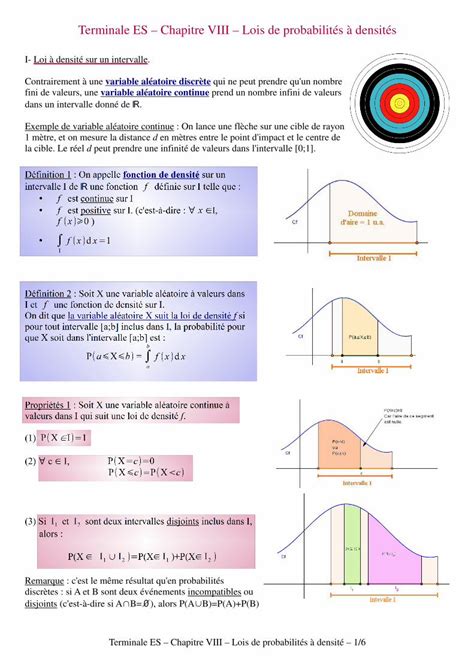 PDF Terminale ES Chapitre VIII Lois de probabilités à densités