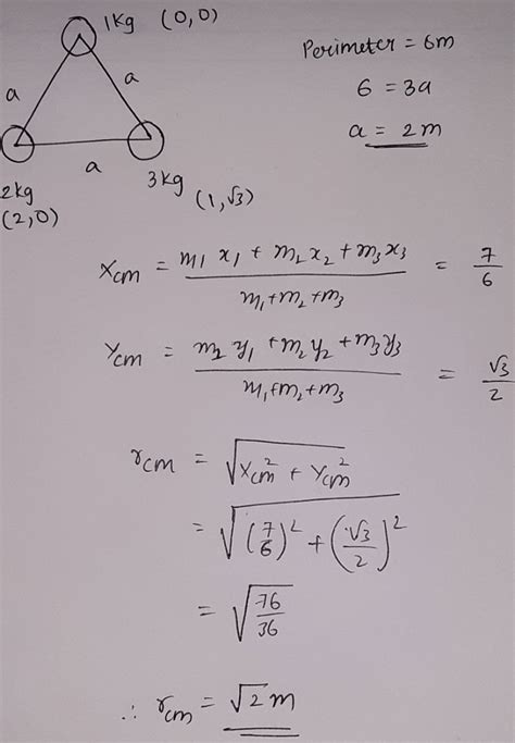 If Three Particles Of Masses 2kg 1kg And 3kg Are Placed At Corners Of