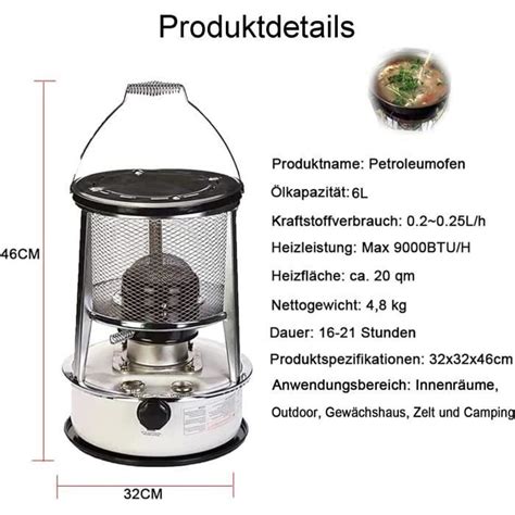 Réchaud à Pétrole 6L Pour Intérieur Chauffage Mobile Sans électricité