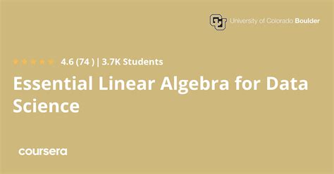 Essential Linear Algebra For Data Science Coursera