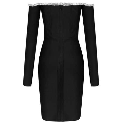 Bandage Dress Long Sleeve Black Bandage Dress 2021 New Arrival Women Mini Crystal Sexy Off