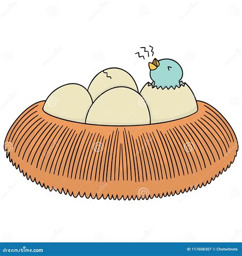 Vector Set Of Bird Nest And Egg Stock Vector Illustration Of Vector
