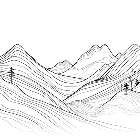 Premium Photo Continuous Line Drawing Of Minimalistic Mountain Landscape