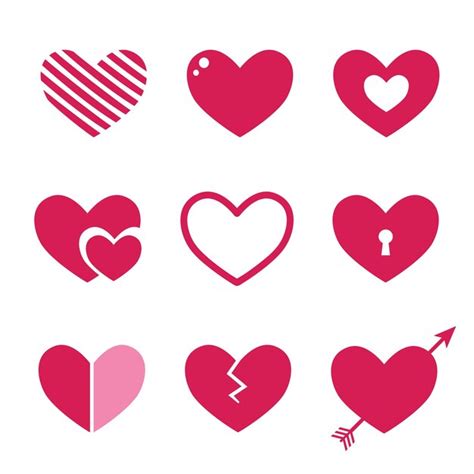 Premium Vector Heart Icons Set Isolated On White Background
