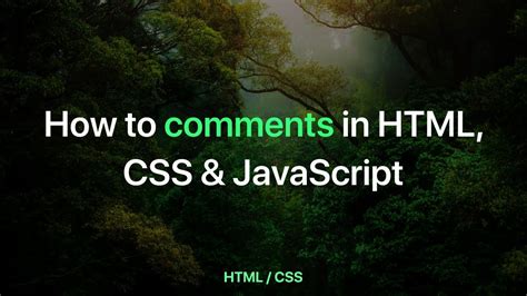 How To Comments In Html Css Javascript Youtube