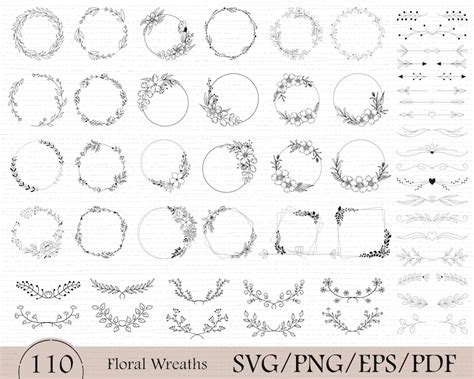 110 Wreath Svg Bundle Floral Wreath Bundle Laurel Wreath Etsy Australia