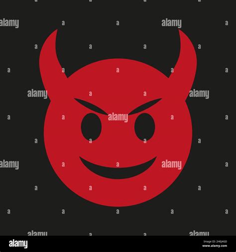 Icono Diablo Fondo Negro Aislado Emoji Del Infierno Imagen Vector De
