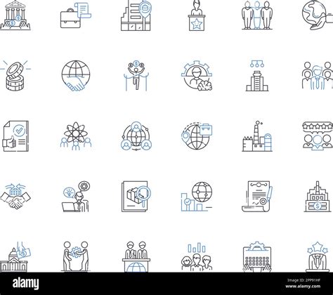 Global Economy Line Icons Collection Interconnectedness Integration