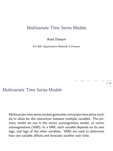 multivariate time series models pdf vector autoregression covariance matrix