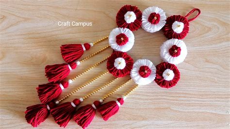 Diy Easy Woolen Flower Wall Hanging Craft Ideas Easy Wall Decoration