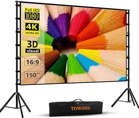 Amazon Projector Screen And Stand Towond 150 Inch Indoor Outdoor