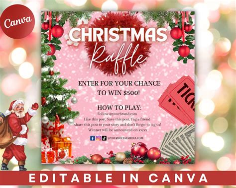 Editable Christmas Raffle Flyer Contest Flyer Holiday Flyer Giveaway