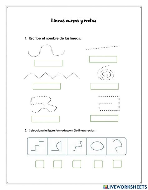 Lineas Curvas Y Rectas Interactive Worksheet Actividades De Letras
