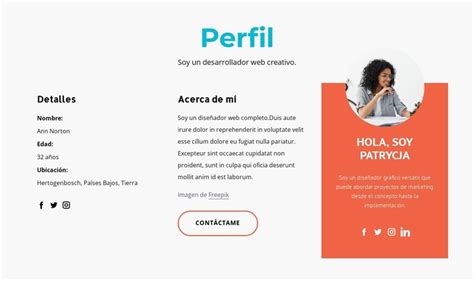 Perfil del diseñador creativo Plantilla CSS