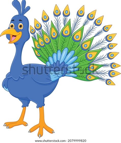Cute Peacock Cartoon Isolated On White Stock Vector Royalty Free 2079999820 Shutterstock