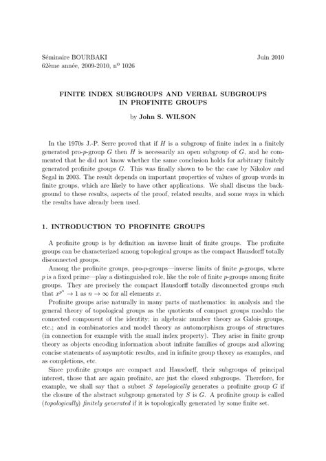 pdf finite index subgroups and verbal subgroups in profinite groups