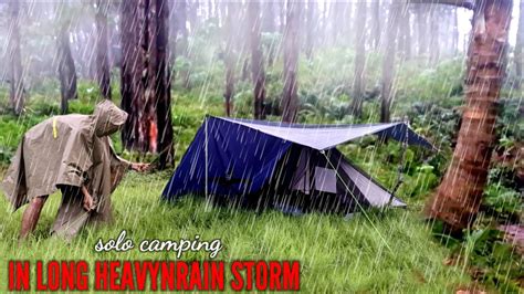 Solo Camping In Heavy Rain Storm Relaxing And Coocking In Non Stop