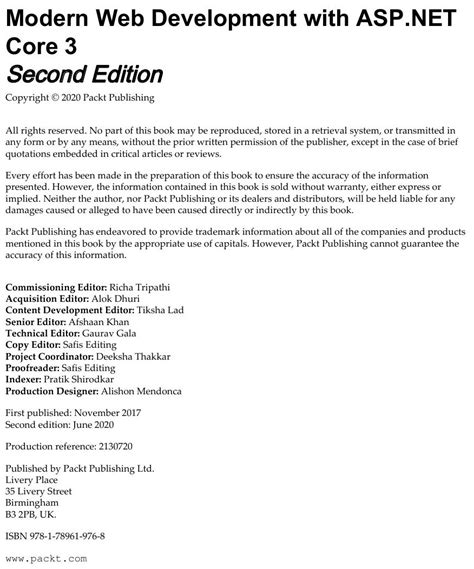 Modern Web Development With ASP NET Core 3 Second Edition An End To