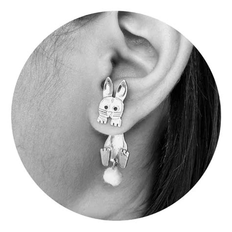 Aretes De Plata Conejo Bunny Con Pomp N Movibles Env O Gratis