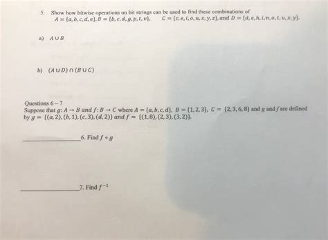solved 5 show how bitwise operations on bit strings can be