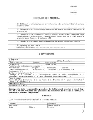 Dichiarazione Di Residenza Con Provenienza Dall Estero Doc Template
