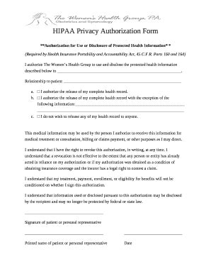 Authorization For Use Or Disclosure Of Protected Health Ination