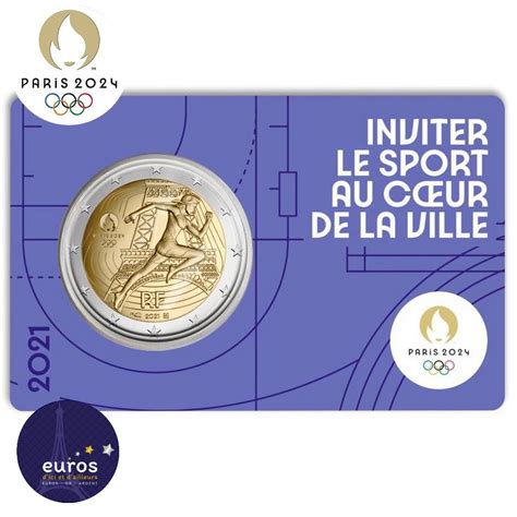 Coincard 2 euros commémorative FRANCE 2021 Jeux Olympiques Paris 2024