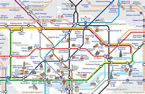 London Map London Tube Map With Attractions Underground Stations
