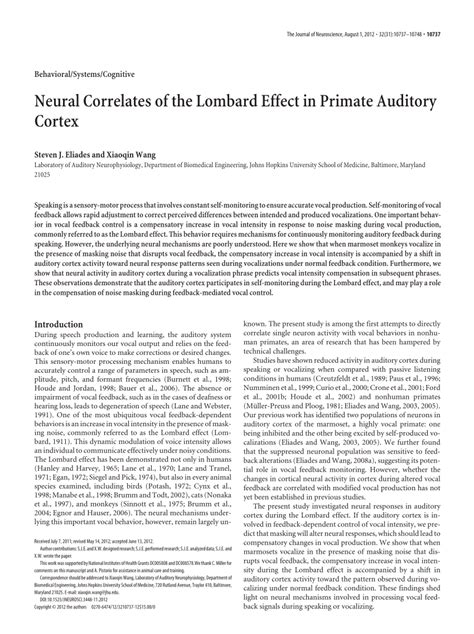 pdf neural correlates of the lombard effect in primate auditory cortex