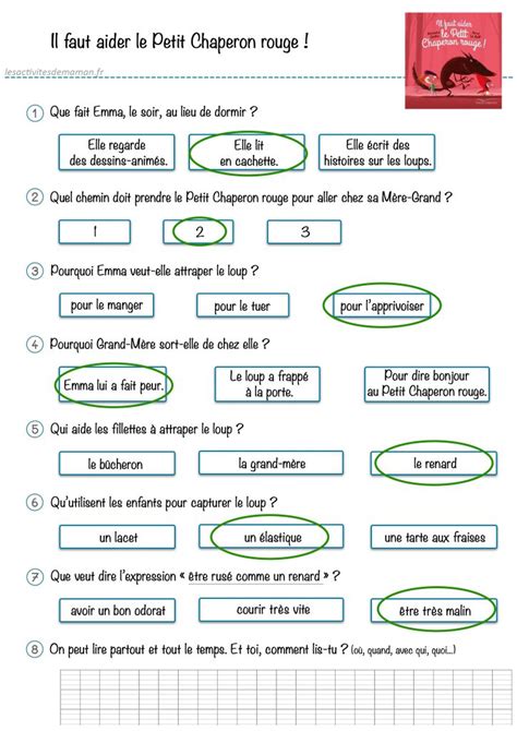 Fiche Comprehension Texte Ilfautaiderlepetitchaperonrouge Correction